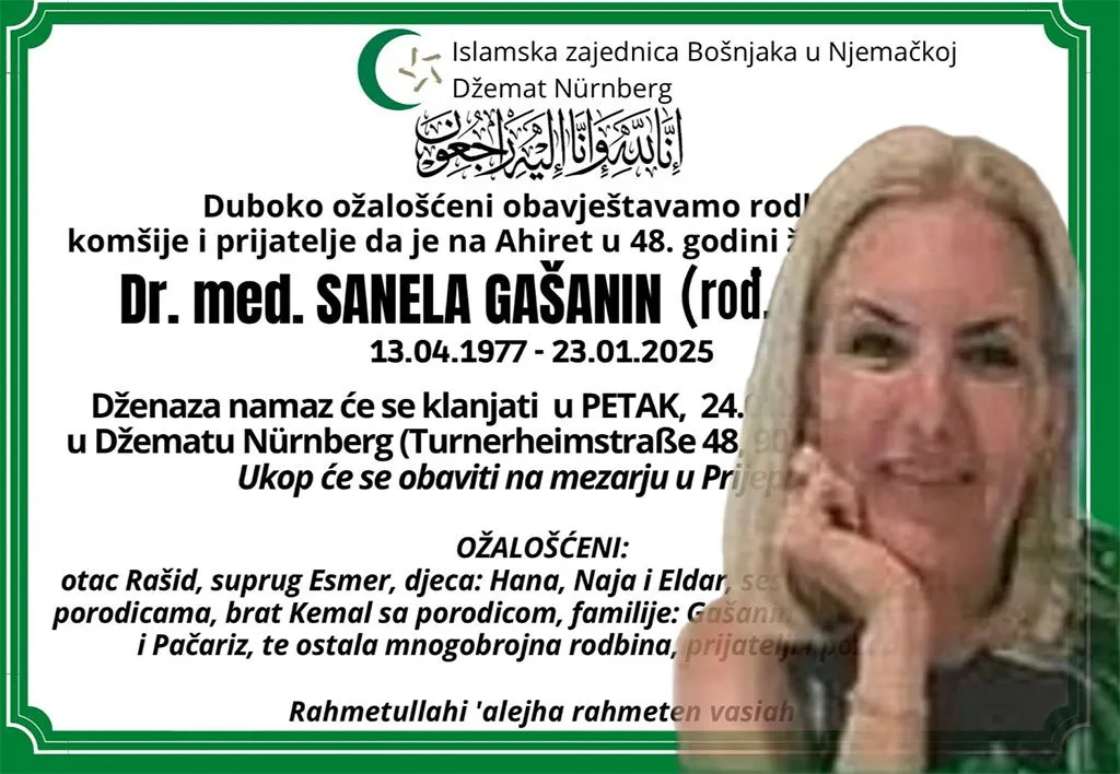 U Njemačkoj preminula dr. Sanela Gašanin
